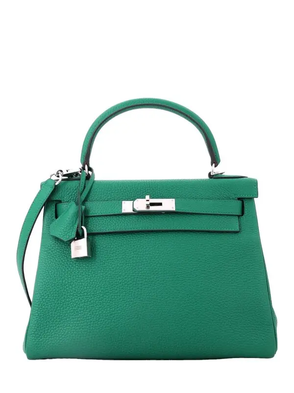 Hermès Kelly Handbag Green Togo With Palladium Hardware 28 - Vert Vertigo