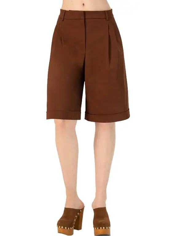 IVONNE Tailored Bermuda Shorts With Pockets - Brown