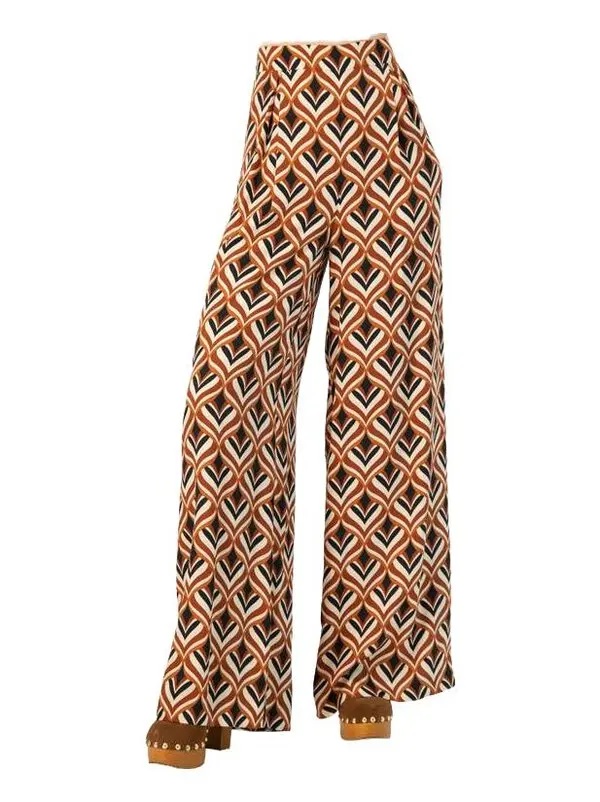 IVONNE Geometric Printed Wide-leg Pants - Multi-brown