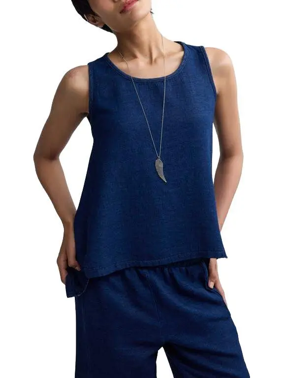 LUUKAA Floria Denim Muslin Top - Navy Denim