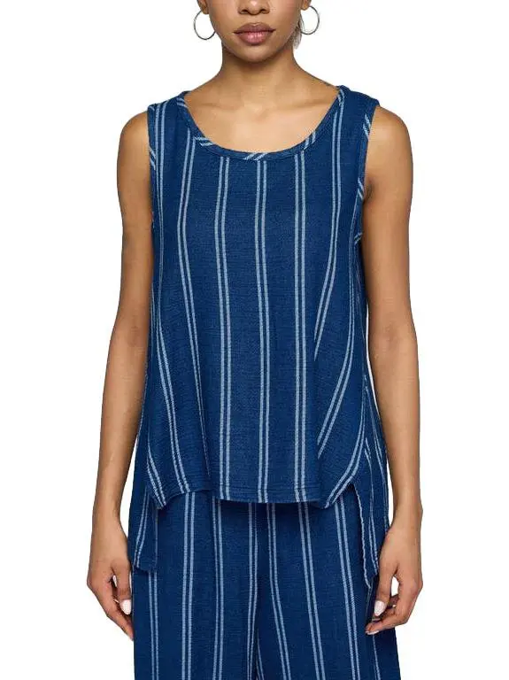 LUUKAA Floria Denim Muslin Top - Stripe Denim
