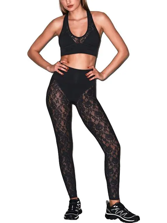 FLEUR DU MAL Le Stretch Lace Legging - Black