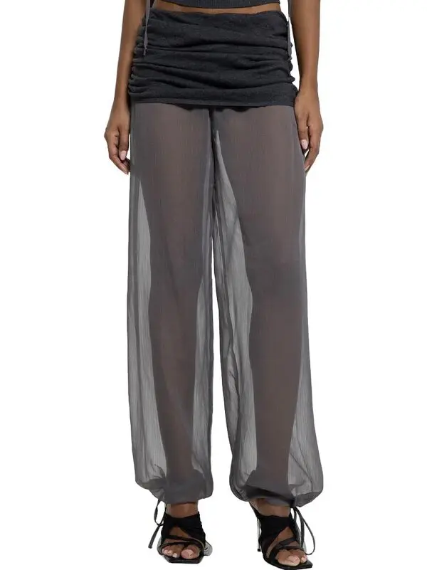JADED LONDON Mixed Media Chiffon Joggers - Grey