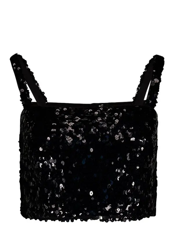 Dolce & Gabbana Sequined Crop Top With Straps - Black