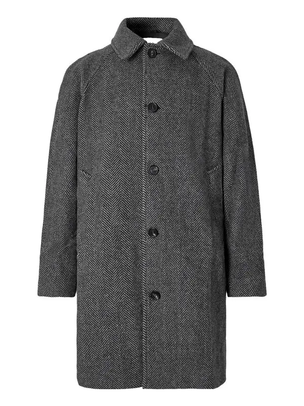 CORRIDOR Herringbone Wool Coat - Gray