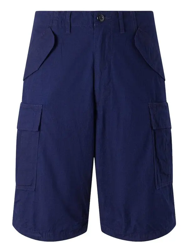 BEAMS Straight-leg Cotton-ripstop Cargo Shorts - Blue