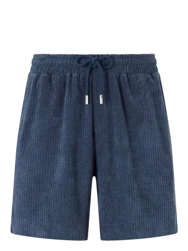 Mr P. Waffle-knit Cotton-terry Shorts - Blue