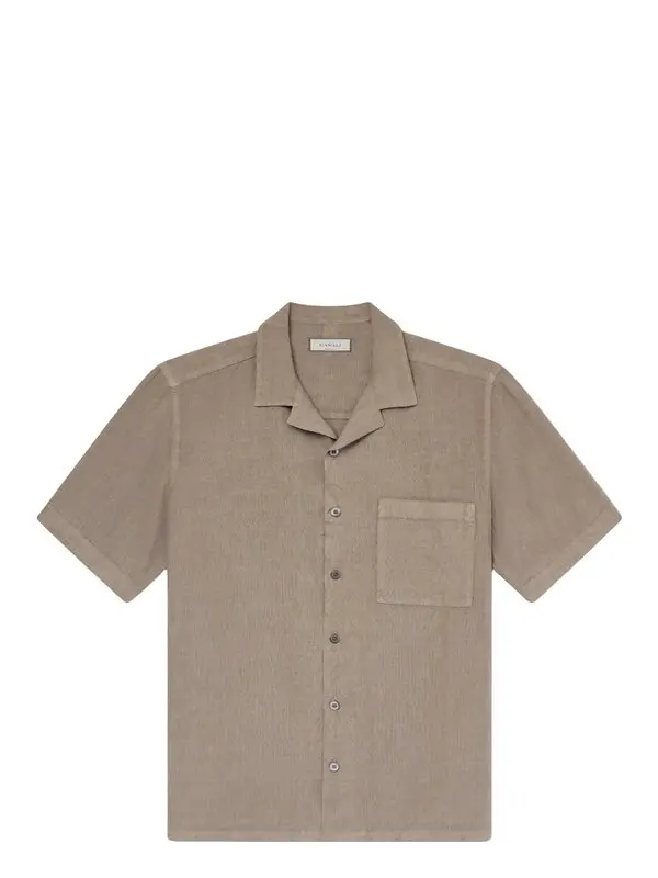 Canali Camp-collar Linen Shirt - Brown