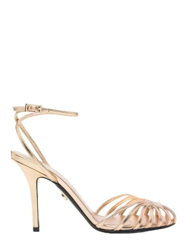 ALEVI MILANO Metallic Leather Stiletto Sandals - Gold
