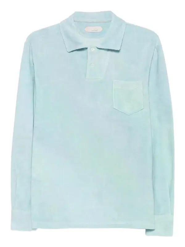 AURELIEN Terry Long-sleeve Polo Shirt - Blue