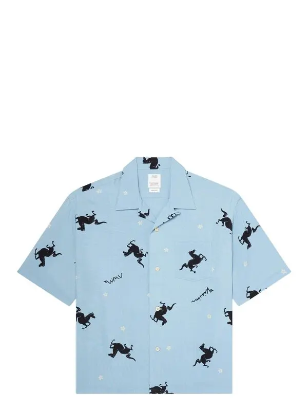 Visvim Crosby Camp-collar Printed Woven Shirt - Blue
