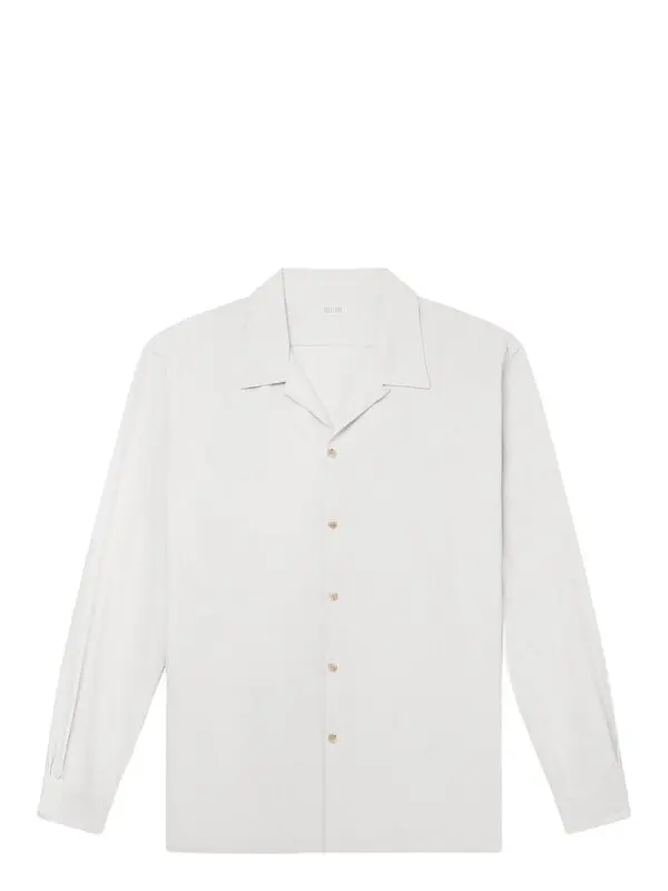 A.PRESSE Camp-collar Silk Shirt - Neutrals