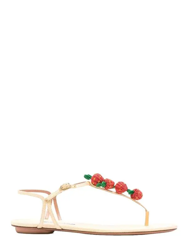 AQUAZZURA Fragolina Sugar Strawberry-embellishment Sandals - Neutrals