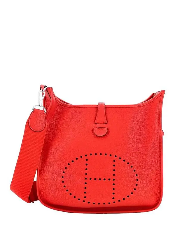 Hermès Pm Evelyne Gen Iii Clemence Leather Bag - Red