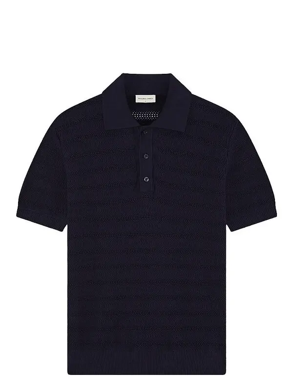 Frescobol Carioca Vidalcotton Button Up Short Sleeve Polo - Navy