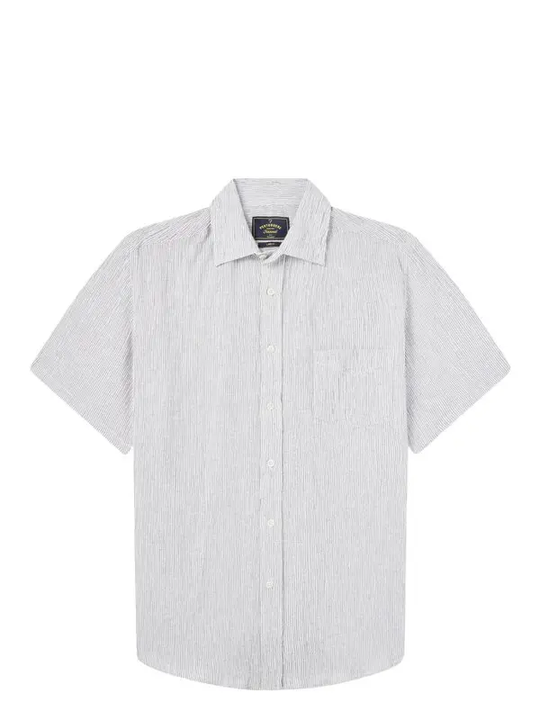 Portuguese Flannel Aaron Striped Cotton And Linen-blend Shirt - White