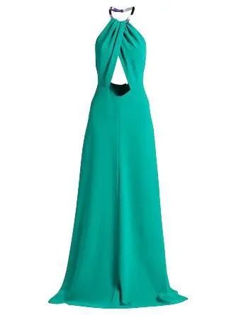 Emilio Pucci Emerald Polyester Elastane Silk Maxi Dress - Emerald Green