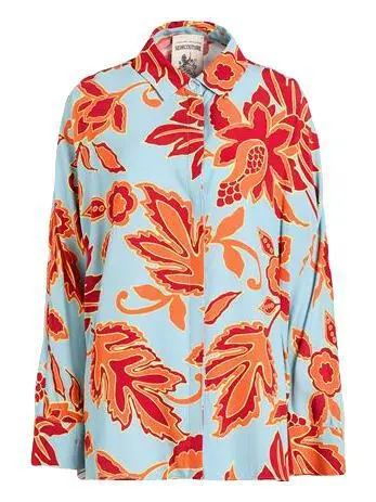 SEMICOUTURE Floral Print Crepe Shirt - Light Blue