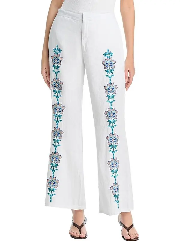 Johnny Was Boheme Linen Flare Pants - White