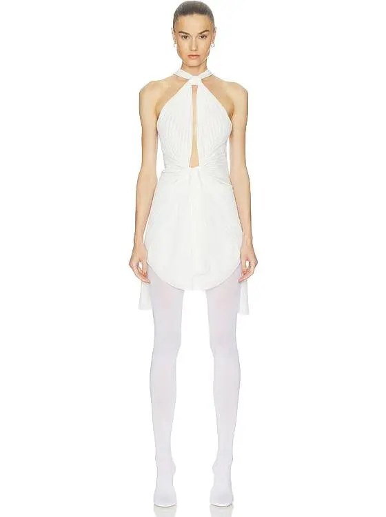 HAELO Pleated Drape Dress - White