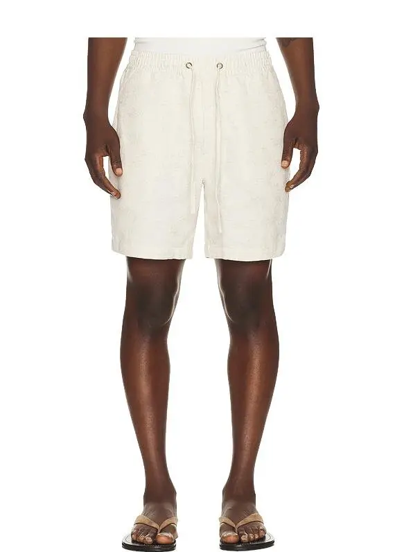 Marine Layer 6 Saturday Jacquard Linen Short - Natural & Tan
