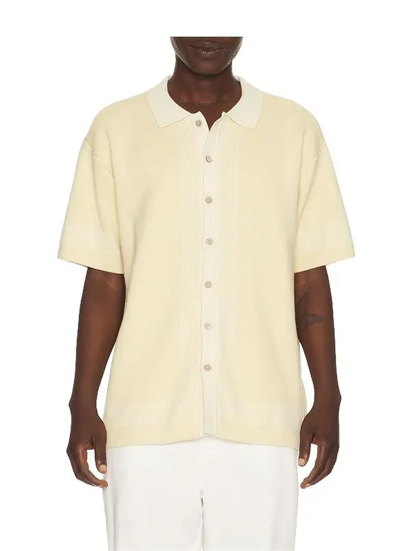 CRITICAL SLIDE La Playa Knit Shirt In Cream - Boulder