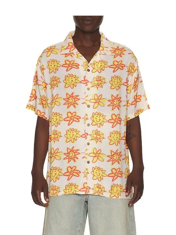 CRITICAL SLIDE Mojo Resort Shirt In Beige,yellow - Ecru