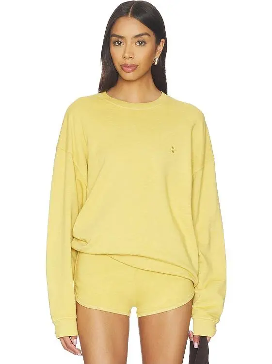 Eterne Lightweight French Terry Oversized Crewneck Sweatshirt - Saffron