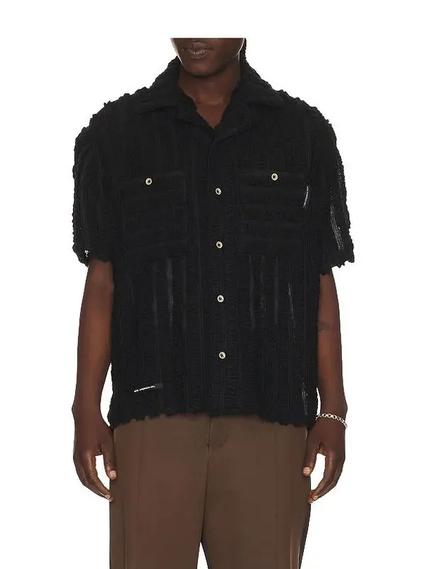 Andersson Bell Kenley Knitted Open Collar Shirt - Black