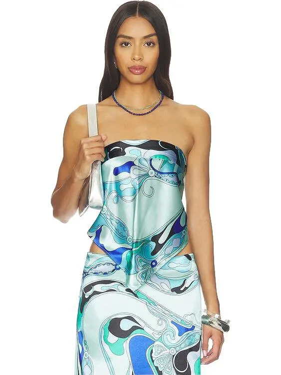MORE TO COME Tavianah Scarf Top - Blue Multi