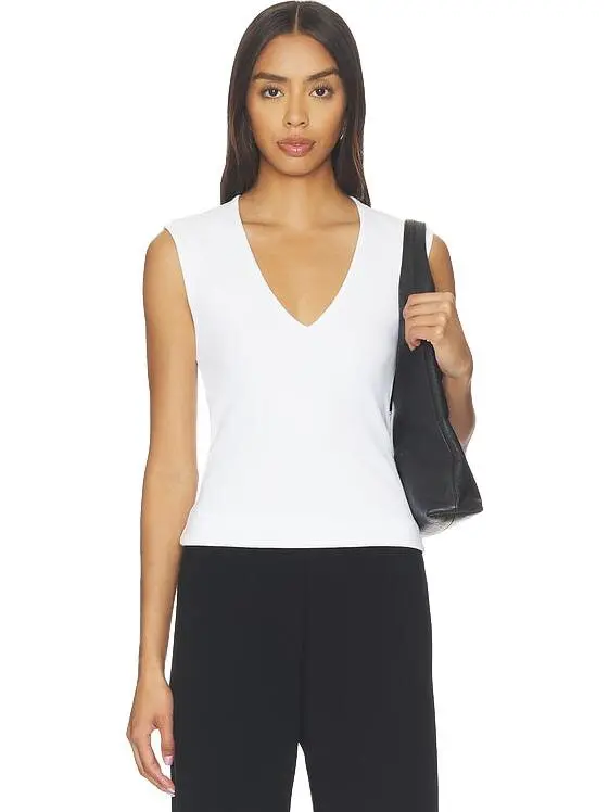 Sold Out NYC V-neck Ribbed Tank - White