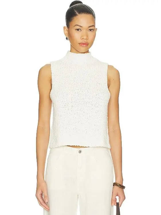 Sablyn Atticus Roll Neck Cropped Tank - Gardenia