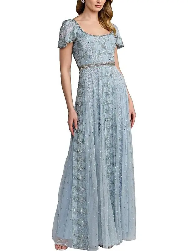 Mac Duggal Embellished A-line Gown - Slate Blue