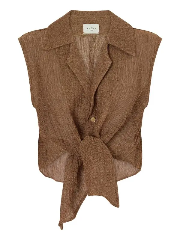 Le Kasha Sanabog Knotted Linen Shirt - Brown