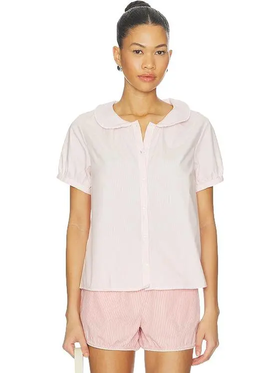 RAT BOI Puff Sleeve Button Down - Blush Stripe