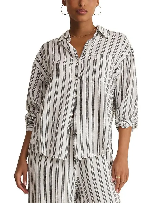 Z Supply Striped Button-up Shirt - White