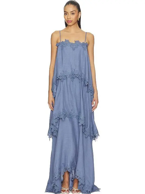 ELLIATT Tiered Gown - Steelblue