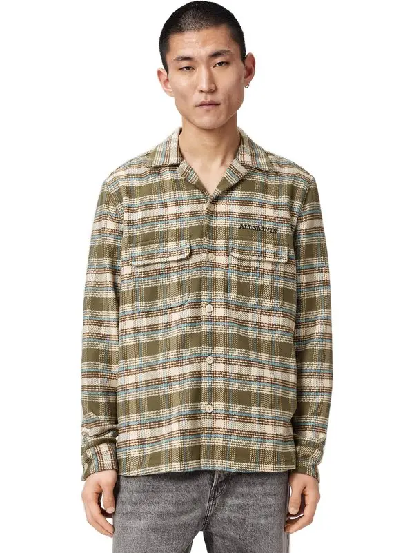 ALLSAINTS Slam Long Sleeve Check Shirt - Green