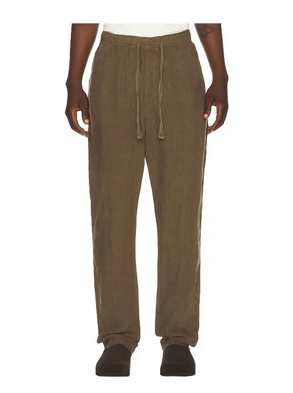 Faherty Brand Linen Drawstring Pants - Dark Palm
