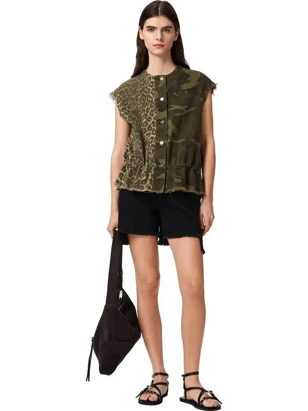 ALLSAINTS Sofi Camo Leopard Print Vest - Camo Leppo Green
