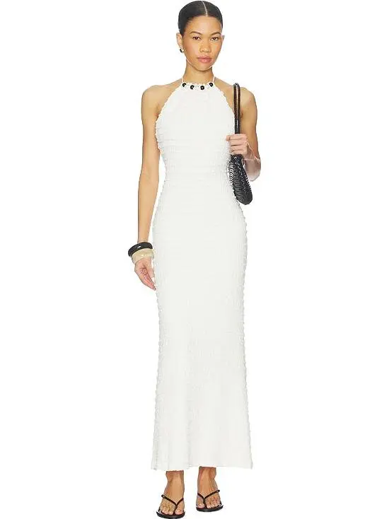 SEVEN WONDERS Adalee Ruffle Texture Maxi Dress - White