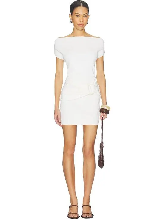 SEVEN WONDERS Kamryn Side Tie Knit Mini Dress - White