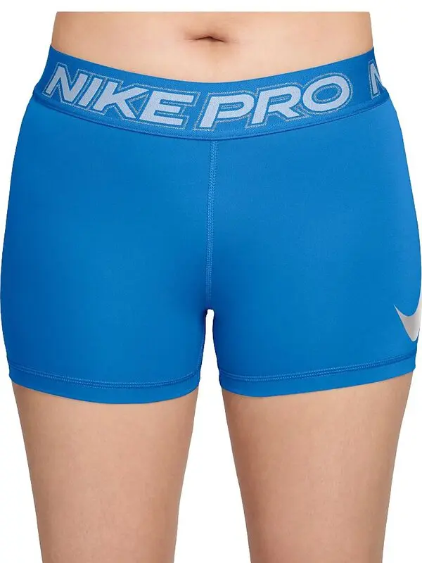 Nike Pro Mid-rise Biker Shorts - Lt Photo Blue/metallic Silver