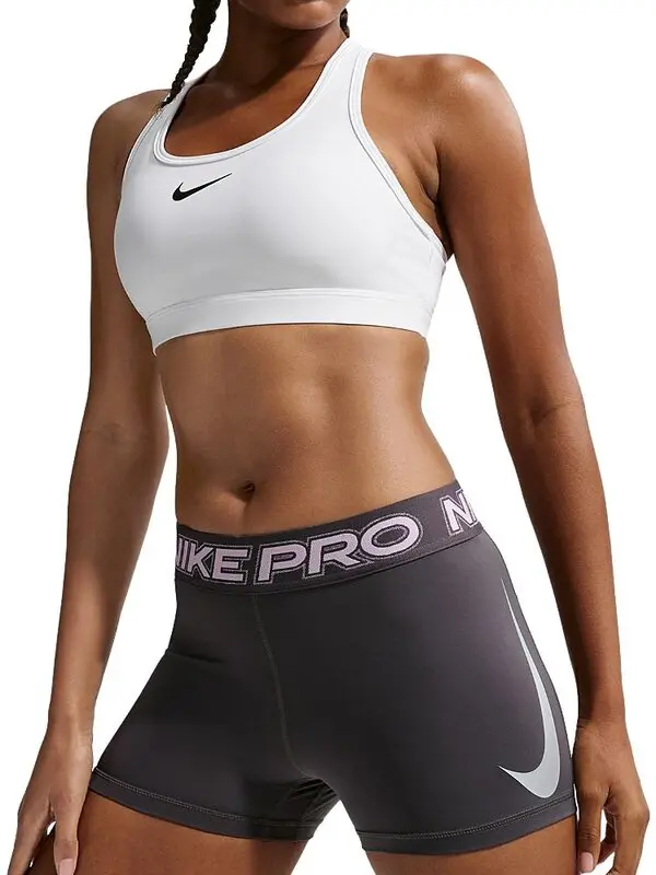 Nike Pro Mid-rise Biker Shorts - Thunder Grey/pink Foam/metallic Silver