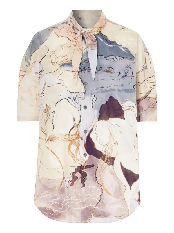 LEMAIRE Scarf-detailed Printed Blouse - Purple