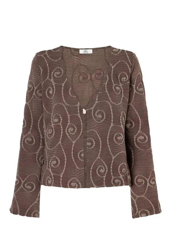 SARA CRISTINA Arena Textured Knitted Cardigan - Brown