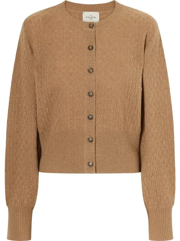 Le Kasha Gaya Pointelle Knit Cashmere Cardigan - Brown