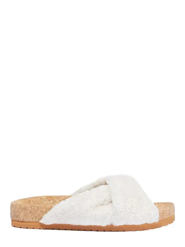 Vince Goran Twisted Shearling Slides - Ivory