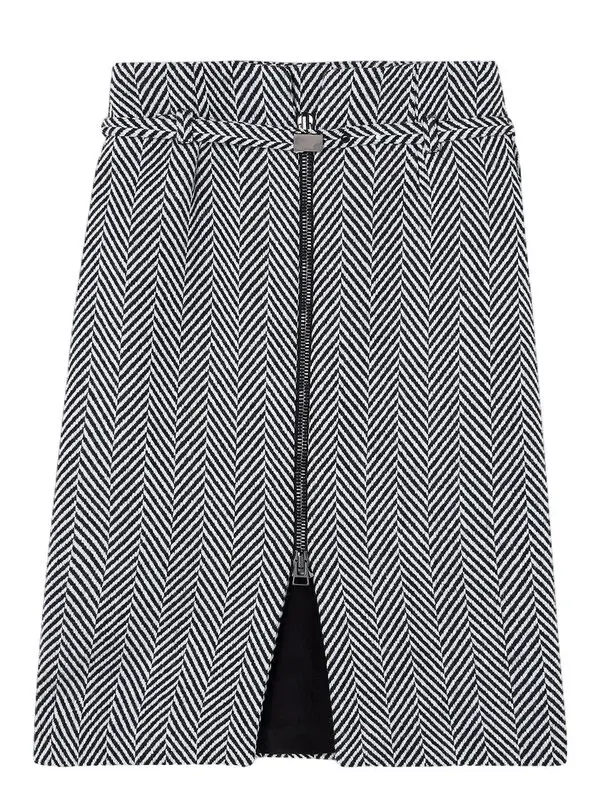 TOM FORD Belted Herringbone Wool-blend Pencil Skirt - Black