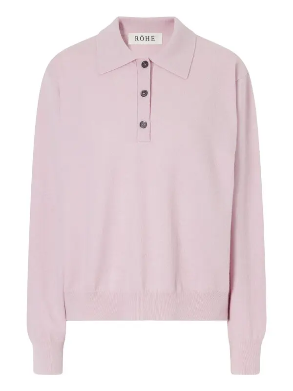 RÓHE Wool-blend Polo Sweater - Pink